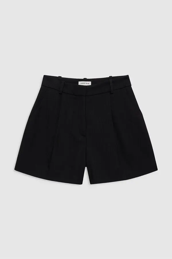 ANINE BING Trent Leather Blend Shorts - Black
