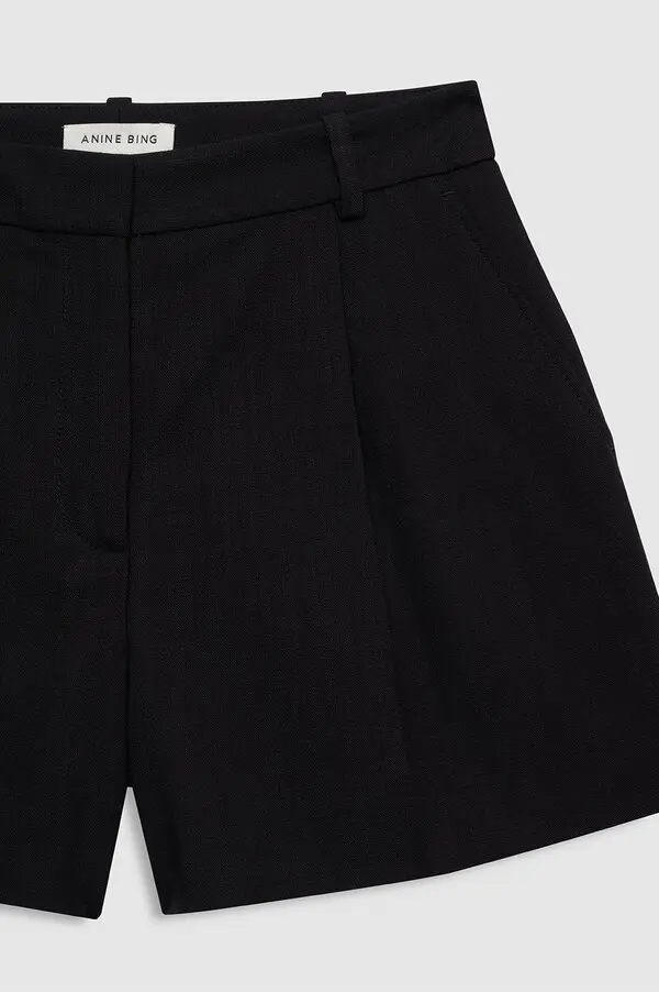 ANINE BING Trent Leather Blend Shorts - Black