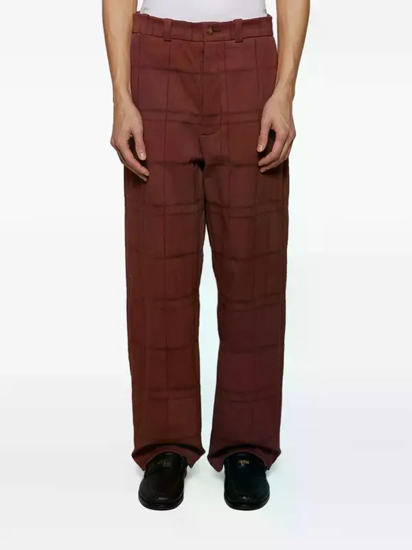 THE ELDER STATESMAN Checked Cotton Trousers