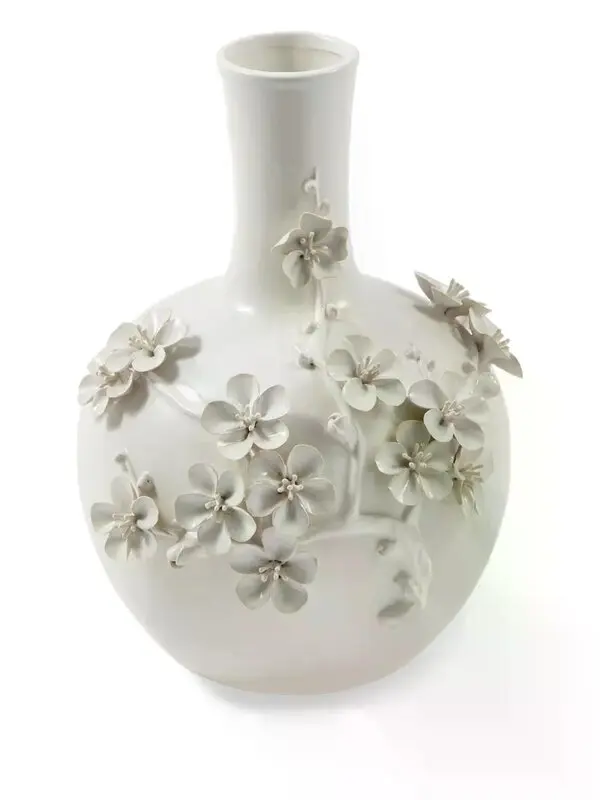 POLSPOTTEN 3d Buttercup Floral-embellished Porcelain Vase - White