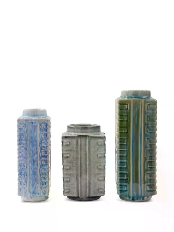 POLSPOTTEN Small City Textured Ceramic Vases - Blue