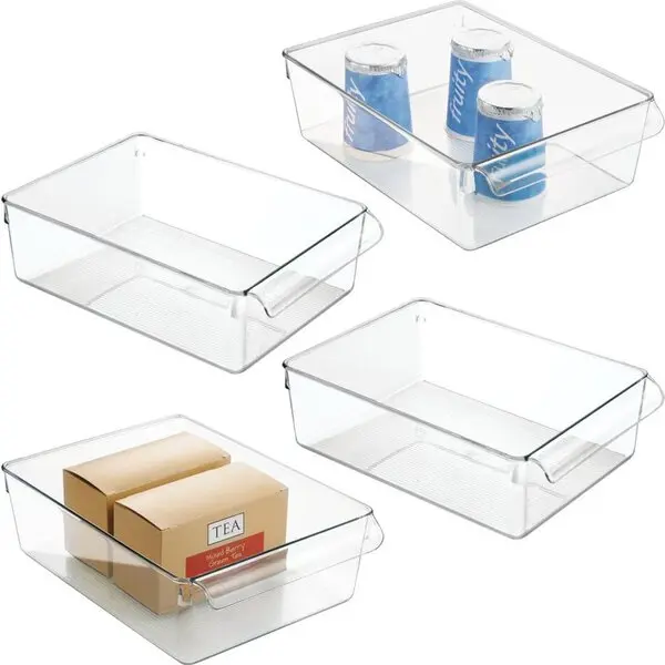 MDESIGN Midesign Fridge Storage Bin With Handlefridge Tray For Cheeses And Snacksset Of 4 - Clear