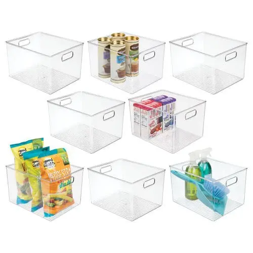 MDESIGN Storage Bins With Handlesorganize Kitchen, Bathroom - Clear
