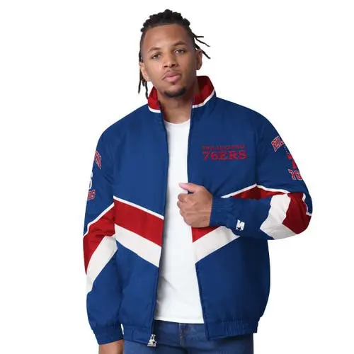 STARTER Philadelphia 76ers Captain Oxford Full-zip Jacket