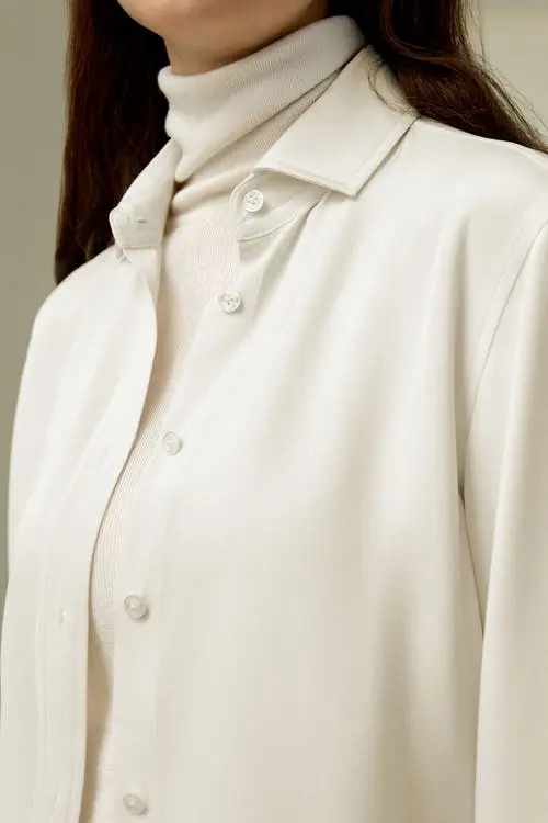 Lilysilk Classic Longline Silk Shirt - Natural White