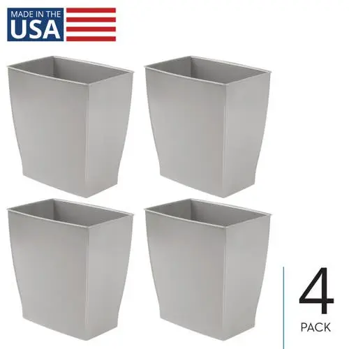 IDESIGN Small Rectangular Bathroom Trash Cansset Of 4 - Gray