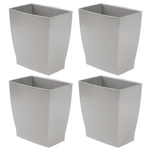 IDESIGN Small Rectangular Bathroom Trash Cansset Of 4 - Gray