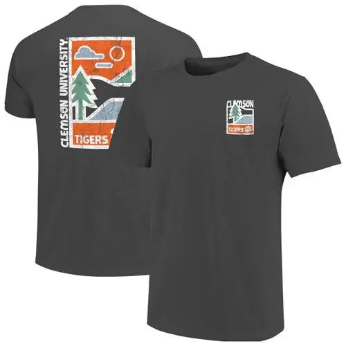 IMAGE ONE Clemson Tigers Comfort Colors Minimal Vista Distressed Graphics T-shirt - Graphite