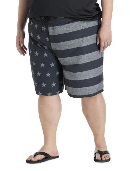 HARBOR BAY BY DXL Big & Tall Textured Swim Trunks - Black Multi