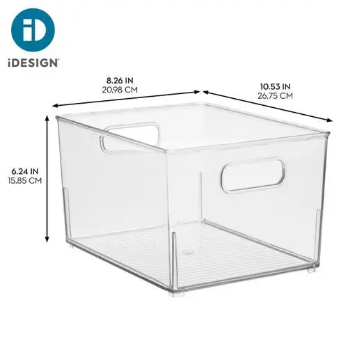 IDESIGN Small Stackable Plastic Bathroom Storage Bin With Handlesset Of 4