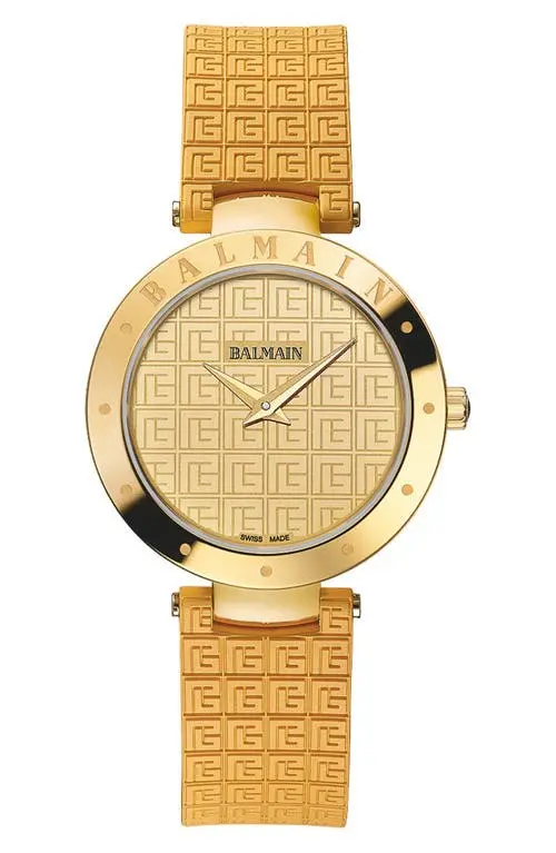 Balmain Bijou Rubber Strap Watch - Yellow Gold Pvd Coating
