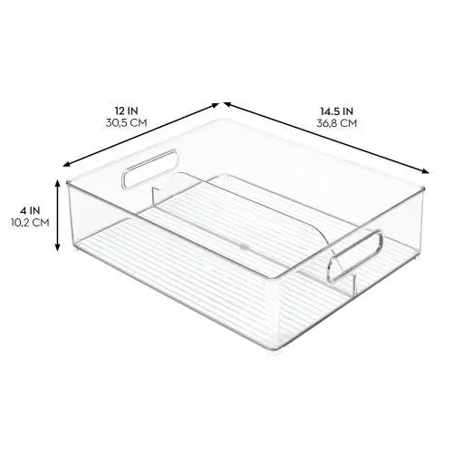 MDESIGN Divided Pantry Bin With Handles For Pantry, Refrigerator