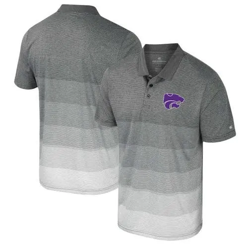 COLOSSEUM Kansas State Wildcats Striped Mesh Polo - Gray