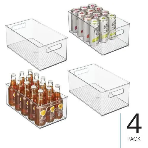 IDESIGN Stackable Fridge Binkitchen Storage Bin For Pantry, Cabinets, Or Fridge, Set Of 4