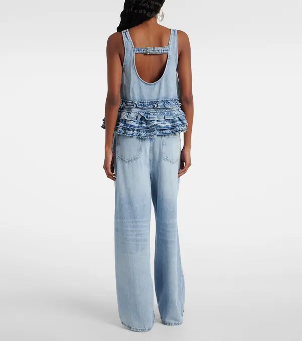 GANNI Ruffled Denim Top