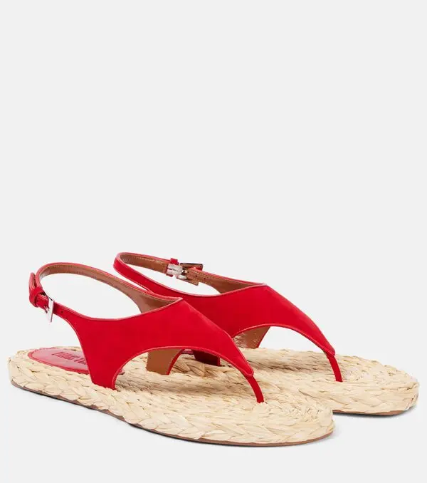Paris Texas Amalfi Suede Thong Sandals - Red