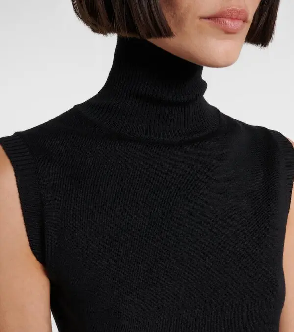Sportmax Vertigo Knitted Virgin Wool Top - Black
