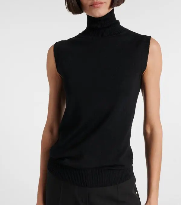 Sportmax Vertigo Knitted Virgin Wool Top - Black