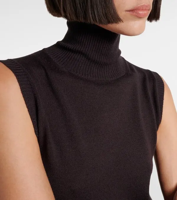 Sportmax Vertigo Knitted Virgin Wool Top - Brown