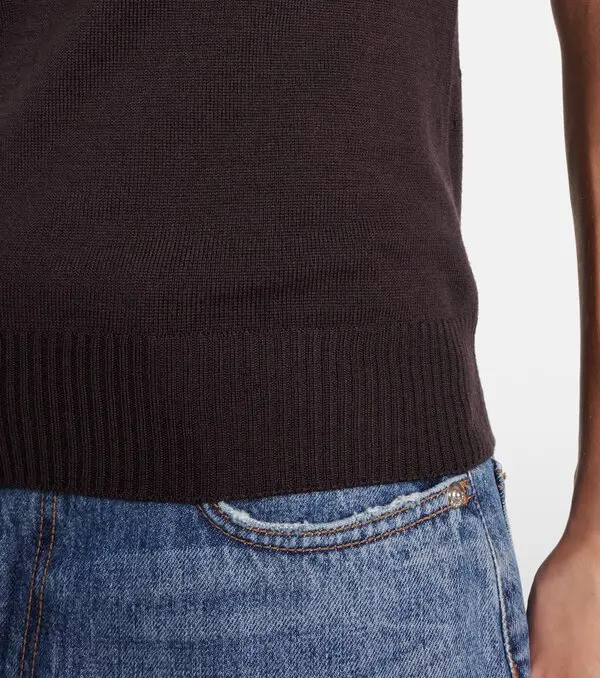 Sportmax Vertigo Knitted Virgin Wool Top - Brown