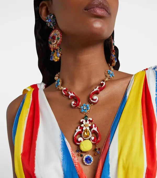 Dolce & Gabbana Taormina Embellished Pendant Necklace