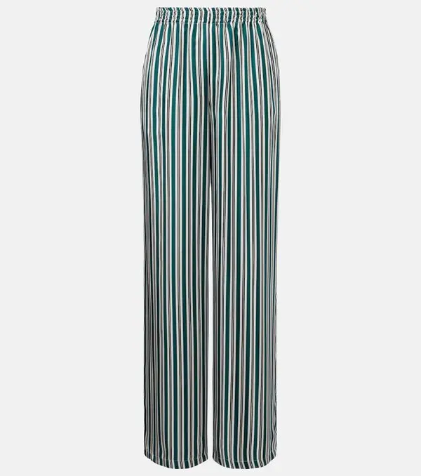 Max Mara Ladino Striped Wide-leg Silk Twill Pants - Multicoloured