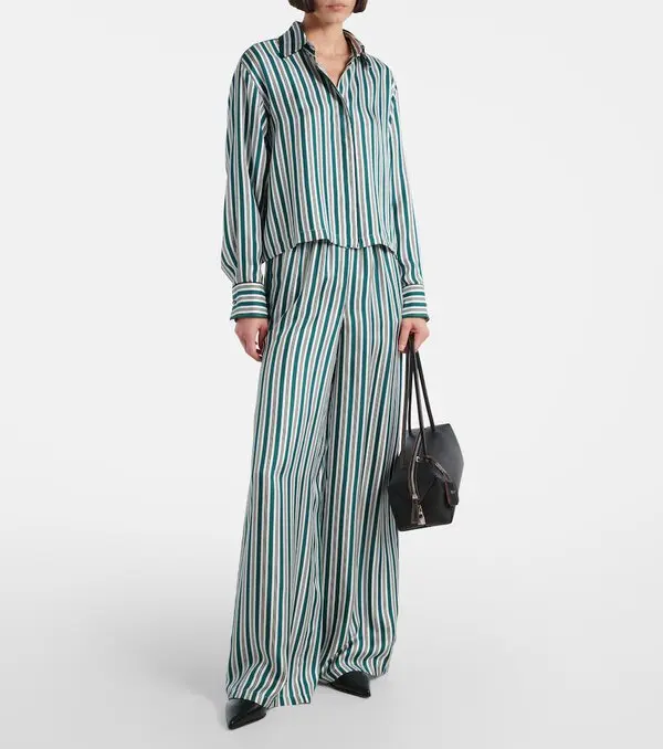 Max Mara Ladino Striped Wide-leg Silk Twill Pants - Multicoloured
