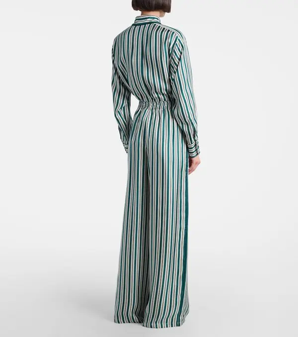 Max Mara Ladino Striped Wide-leg Silk Twill Pants - Multicoloured