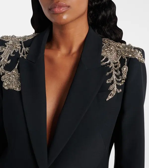 Alexander McQueen Embellished Crepe Blazer