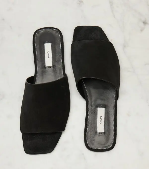TOTEME Suede Slides - Black