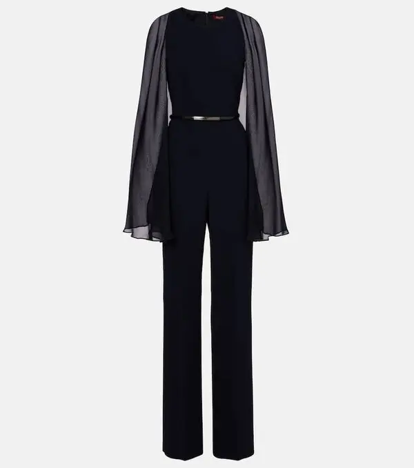 Max Mara Vertice Caped Cady Jumpsuit - Blue