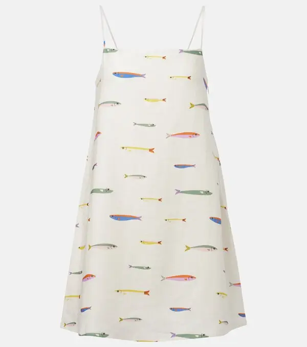 Staud Laura Printed Cotton Minidress - White