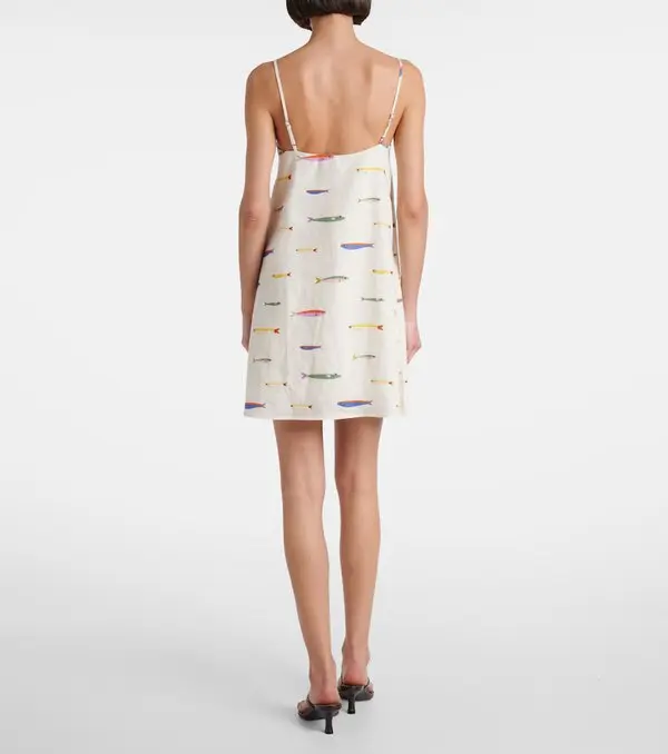 Staud Laura Printed Cotton Minidress - White