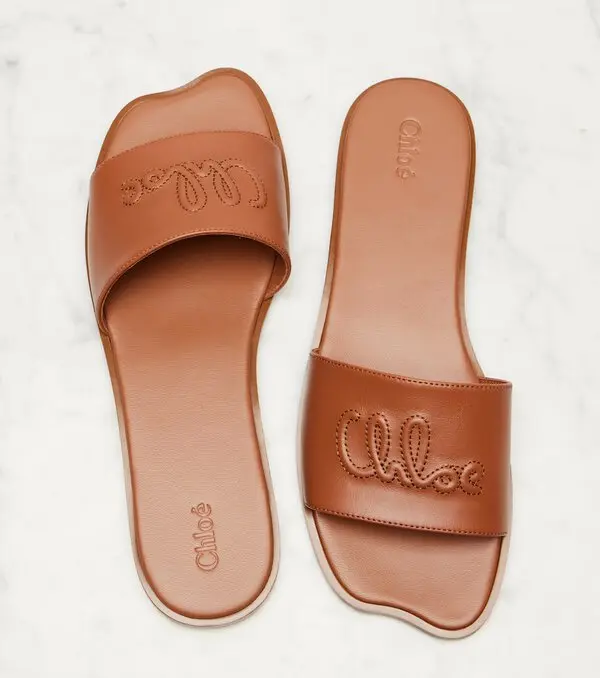 Chloé Flower Leather Slides