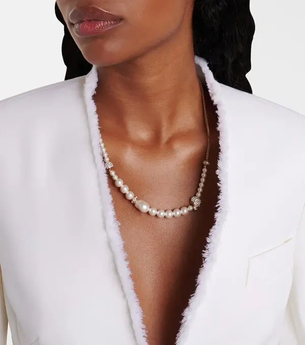 Alexander McQueen Embellished Faux Pearl Necklace