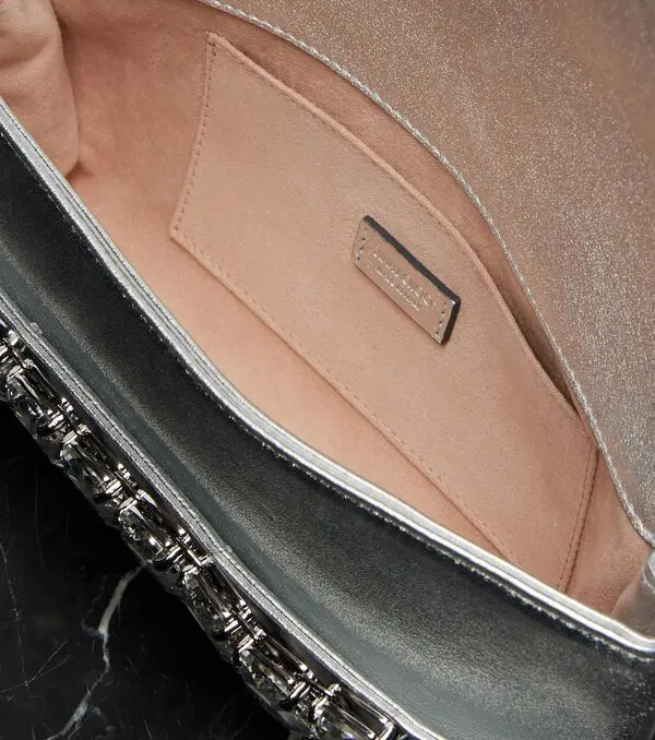 JIMMY CHOO Kya Metallic Leather Clutch - Silver