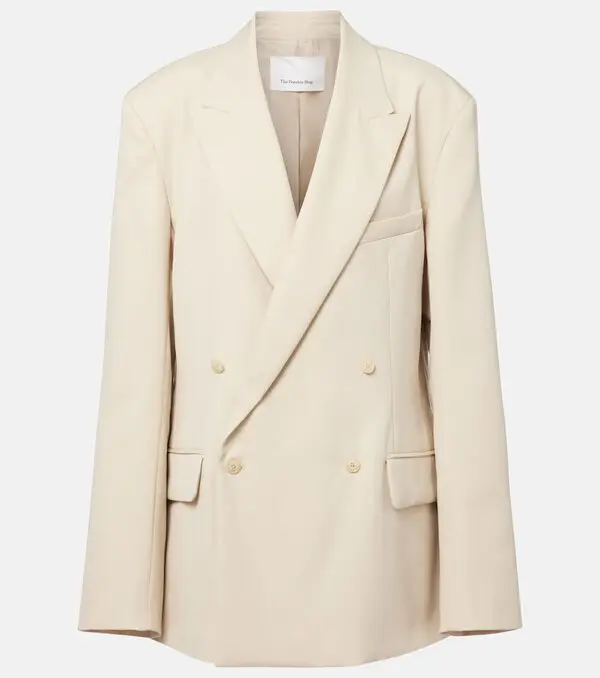THE FRANKIE SHOP Newark Double-breasted Cotton Blazer - Beige