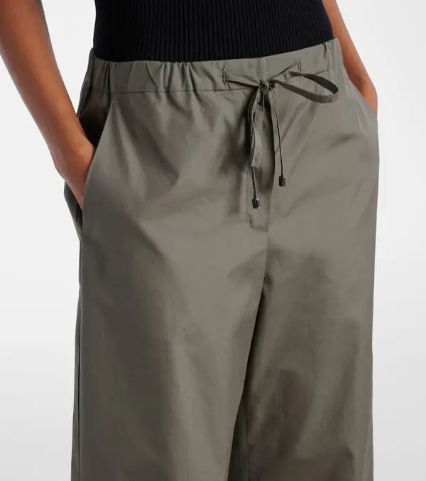 Max Mara Auero Cotton Wide-leg Pants - Grey