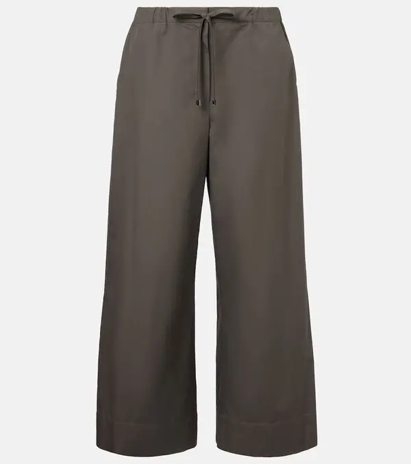 Max Mara Auero Cotton Wide-leg Pants - Grey