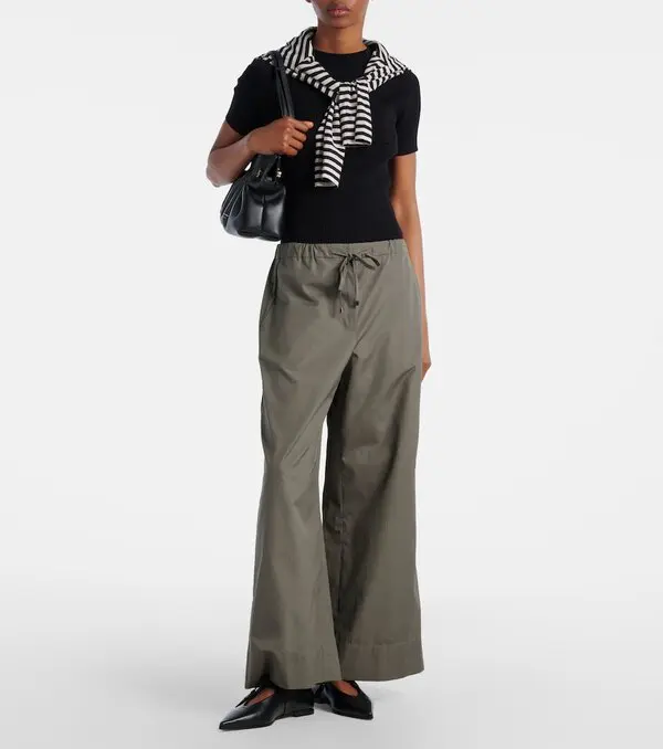 Max Mara Auero Cotton Wide-leg Pants - Grey