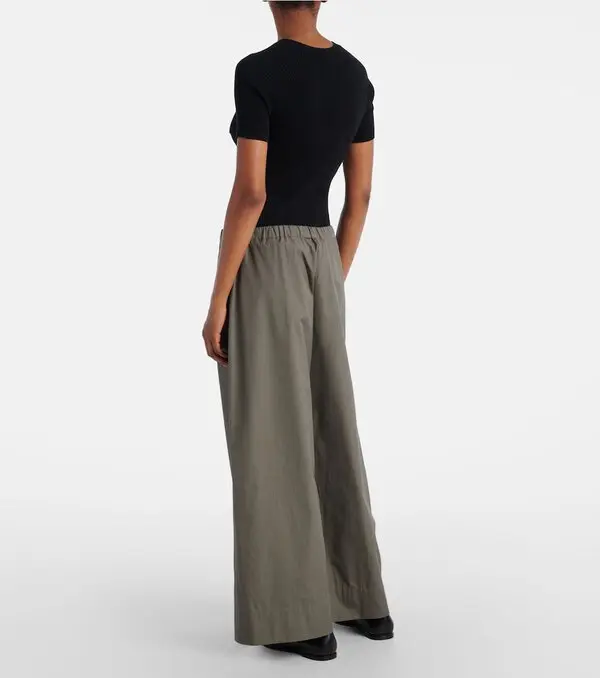 Max Mara Auero Cotton Wide-leg Pants - Grey
