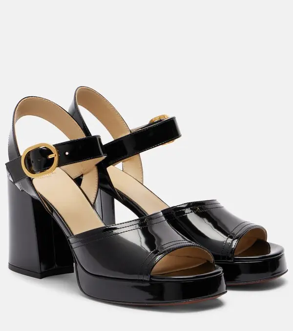 Valentino Garavani Vlogo Signature 100 Leather Platform Sandals - Black