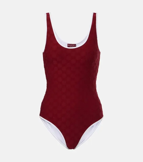 Gucci Gg Terrycloth Jersey One-piece Swimsuit - Burgundy