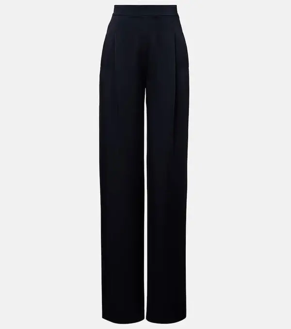Max Mara Dritto Crepe Satin Wide-leg Pants - Black