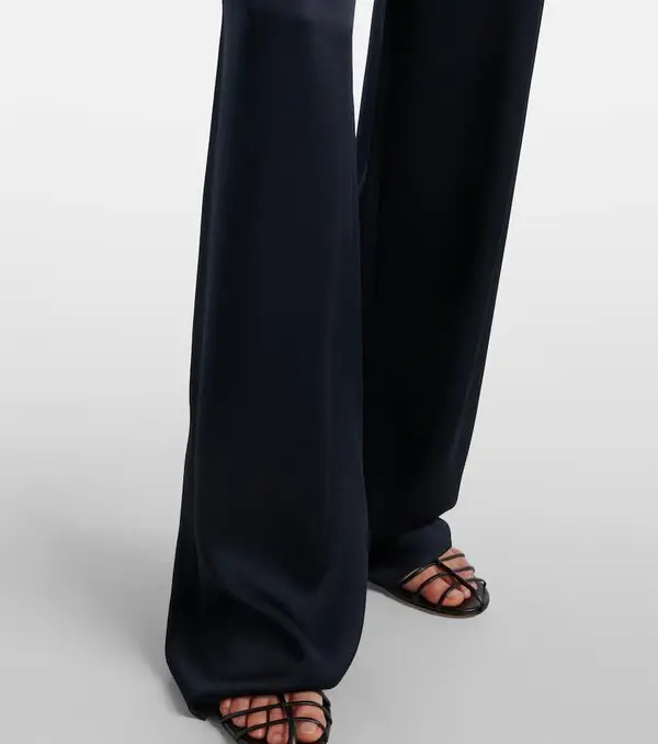 Max Mara Dritto Crepe Satin Wide-leg Pants - Black