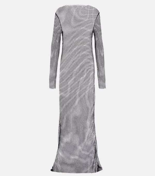 Tove Embellished Mesh Maxi Dress - Black