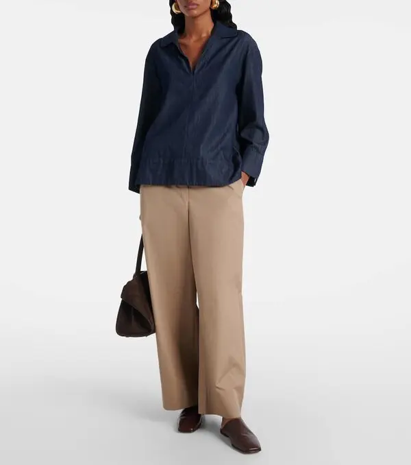 Max Mara Auero Cotton Poplin Wide-leg Pants