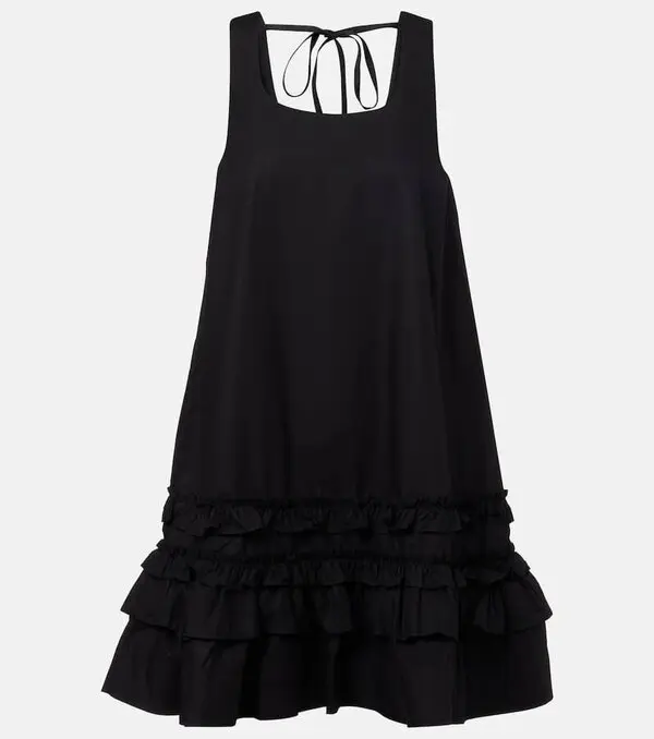 GANNI Ruffled Cotton Poplin Minidress