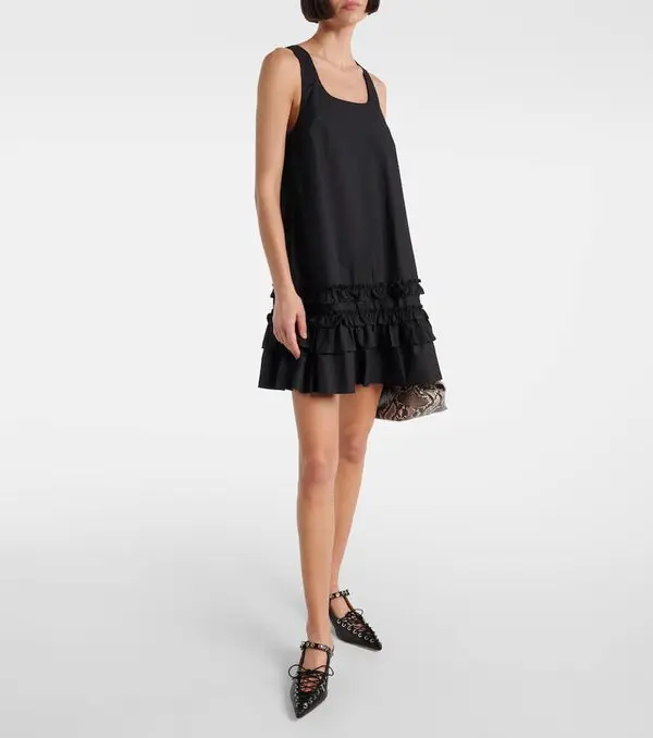 GANNI Ruffled Cotton Poplin Minidress