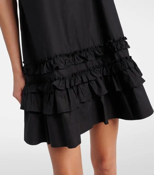 GANNI Ruffled Cotton Poplin Minidress